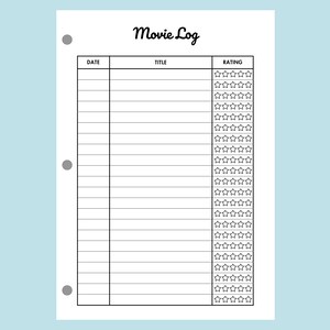 Watched Movie Tracker Printable Movie Review Logbook PDF Watched Movie ...