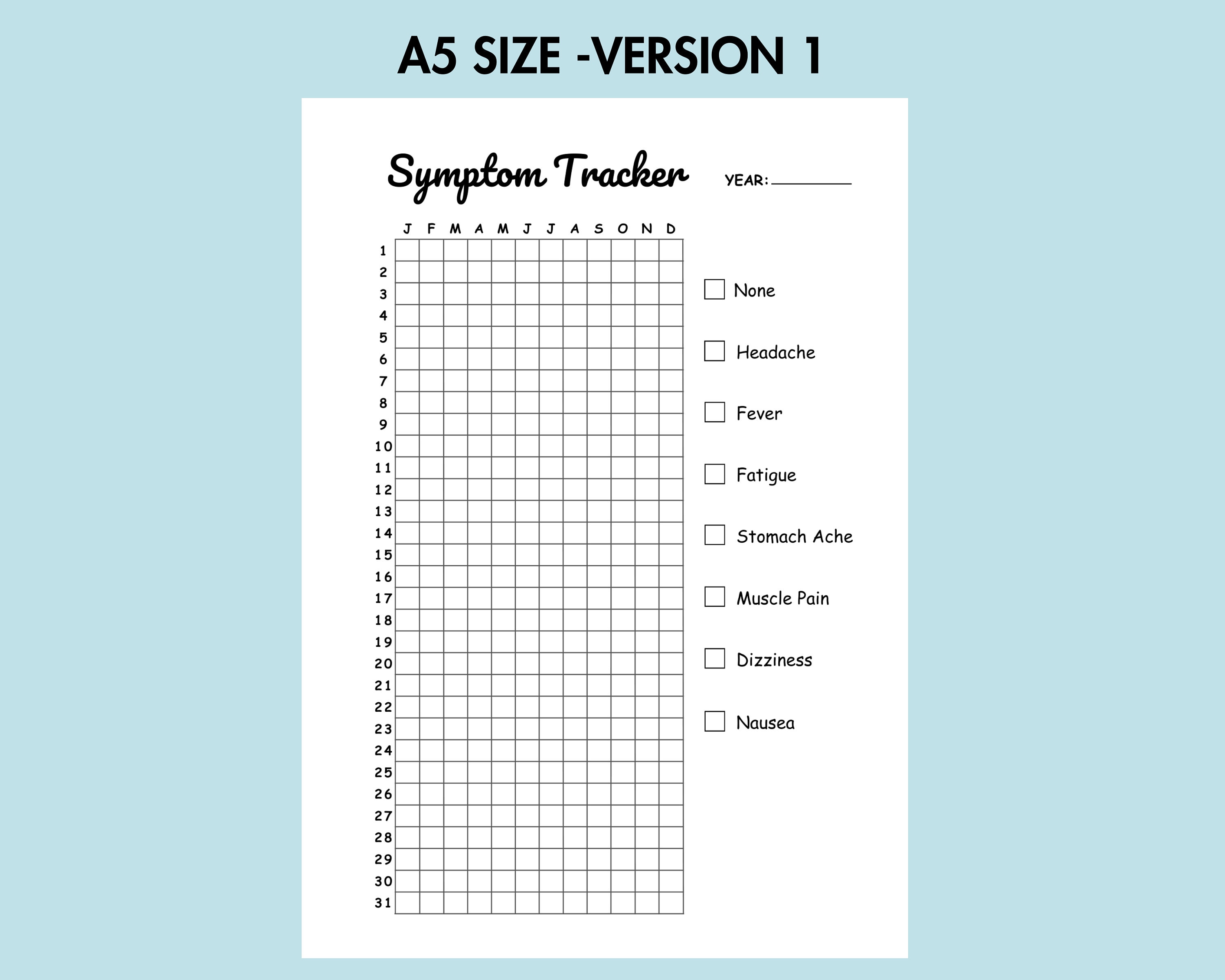 Symptom Tracker Printable Symptom Log PDF Health Tracker, Medical ...