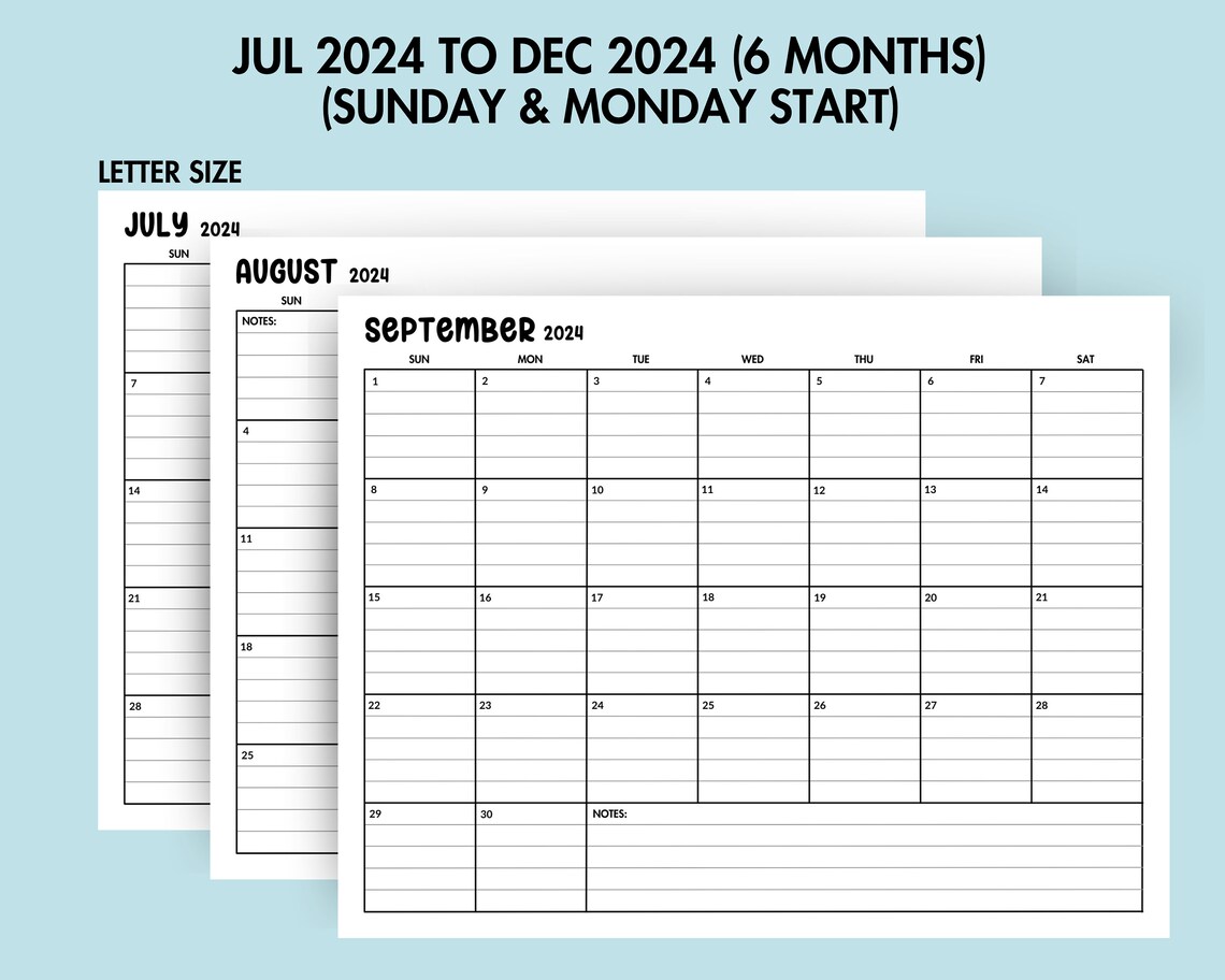 2025 Monthly Calendar Planner & 2024 Calendar jul to Dec, 18 Month ...