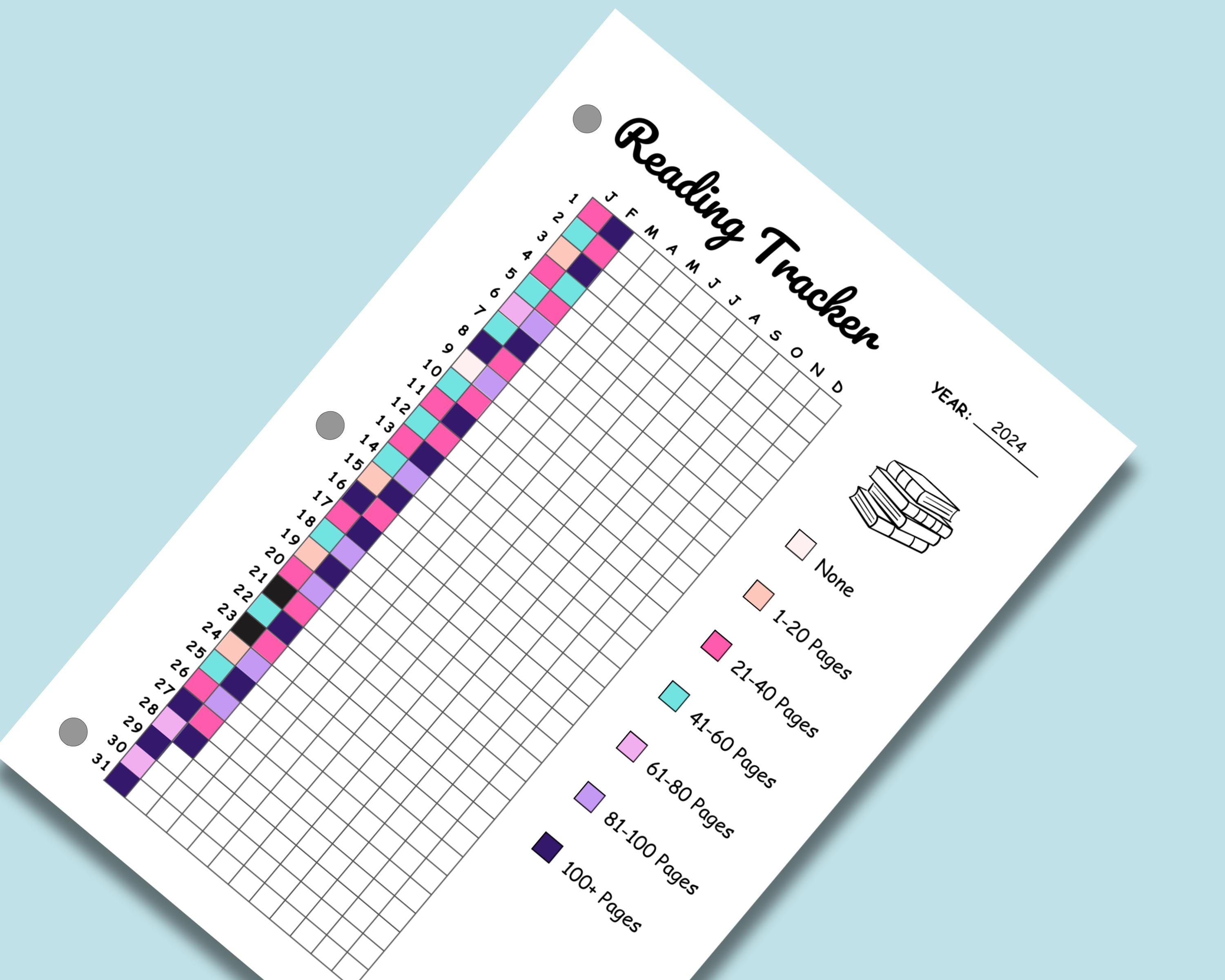 Reading Tracker Printable Journal Page Daily Yearly Reading Log ...