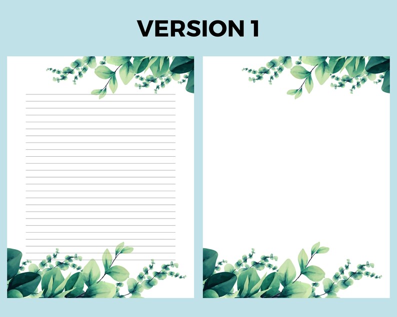 Printable Stationery Instant Download Greenery Plant Writing - Etsy