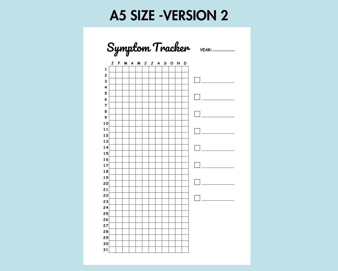 Symptom Tracker Printable Symptom Log PDF Health Tracker, Medical ...