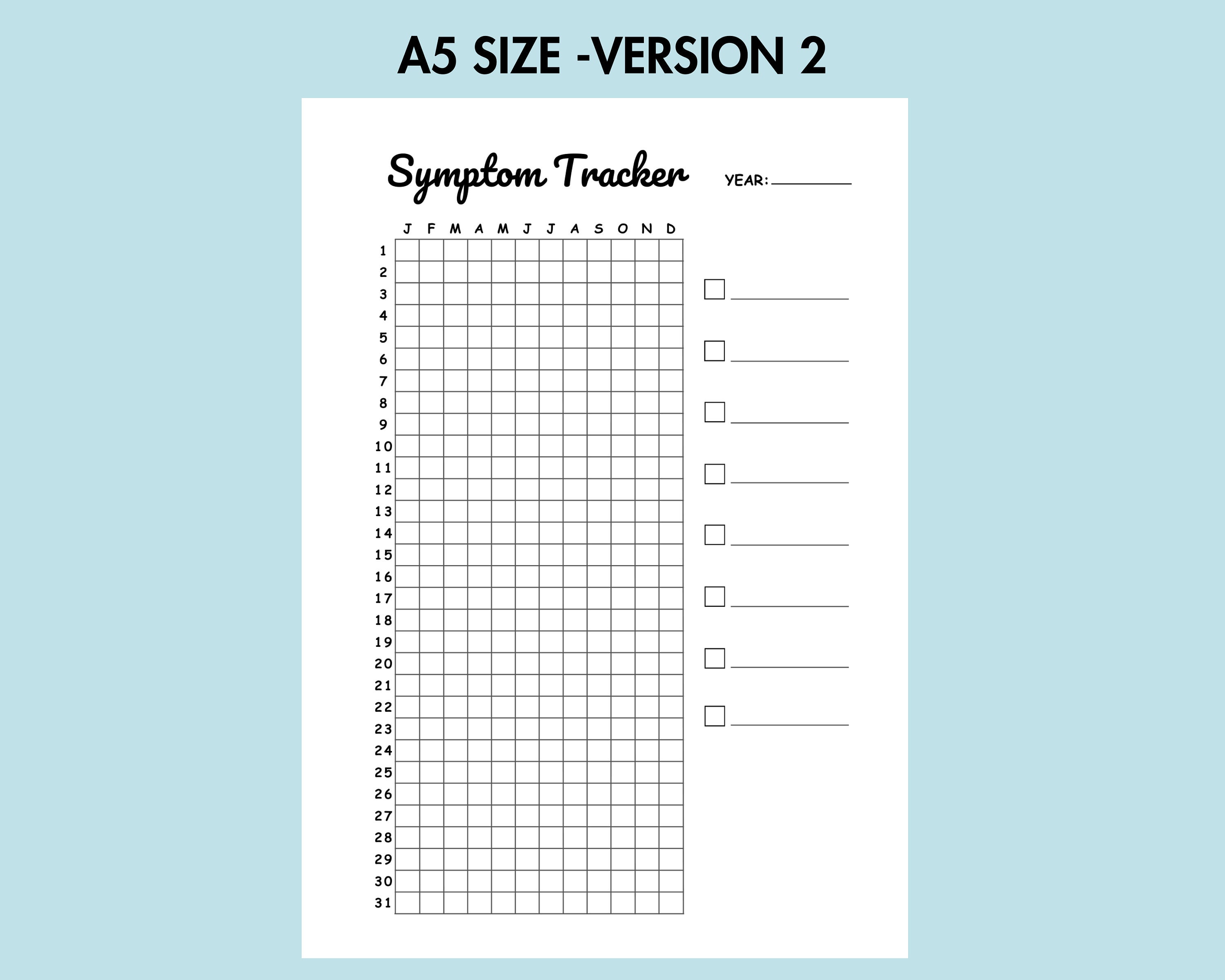 Symptom Tracker Printable Symptom Log PDF Health Tracker, Medical ...