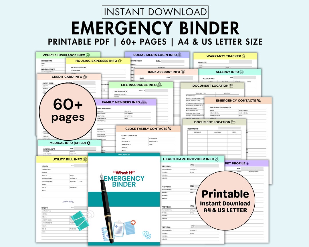 Emergency Binder Printable, in Case of Emergency Binder, What If ...