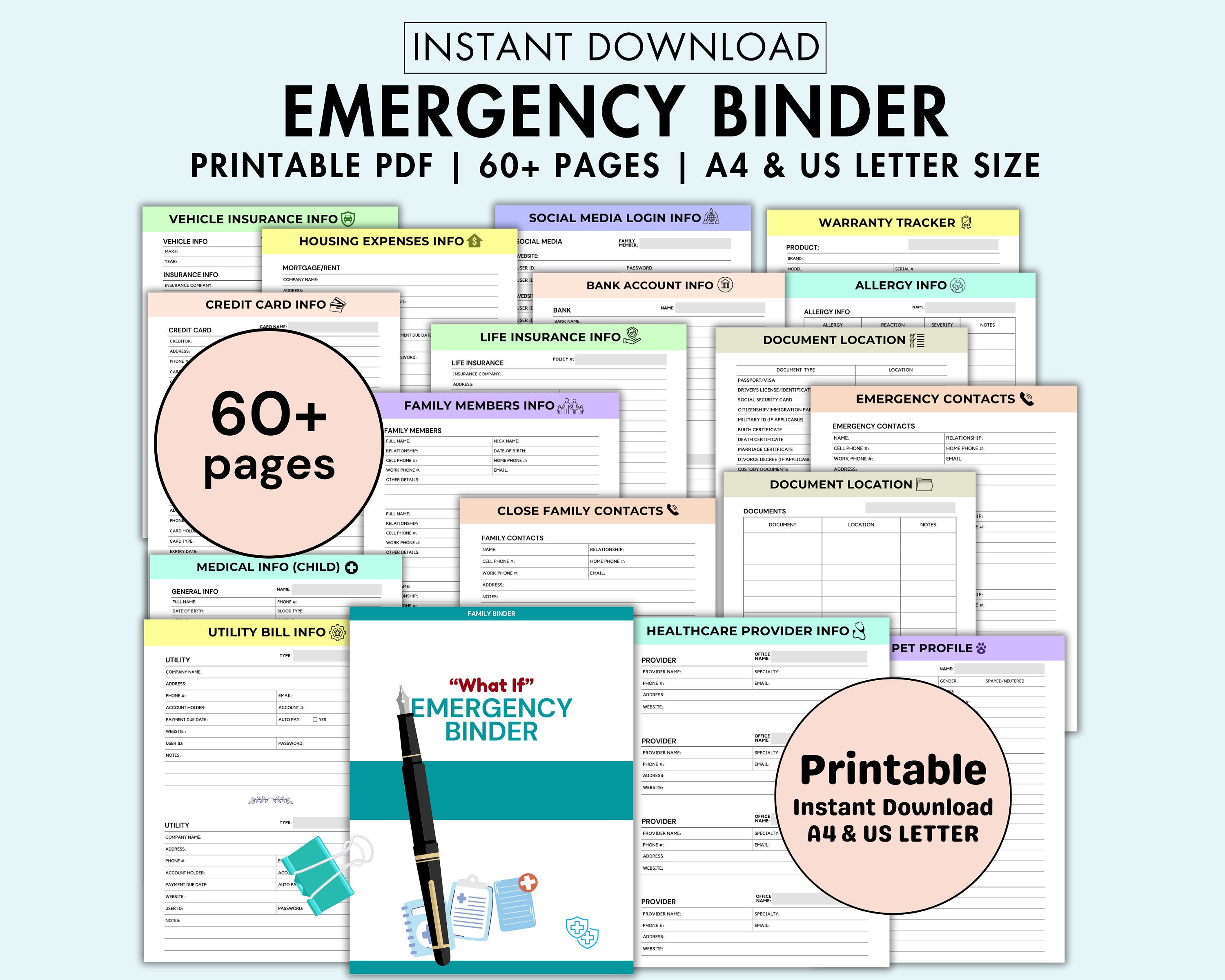Emergency Binder Printable, in Case of Emergency Binder, What If ...