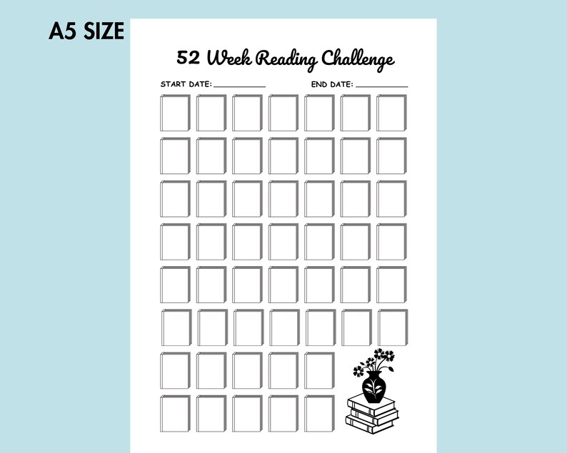 Reading Challenge Tracker Printable Yearly Reading Tracker PDF 52 Week ...