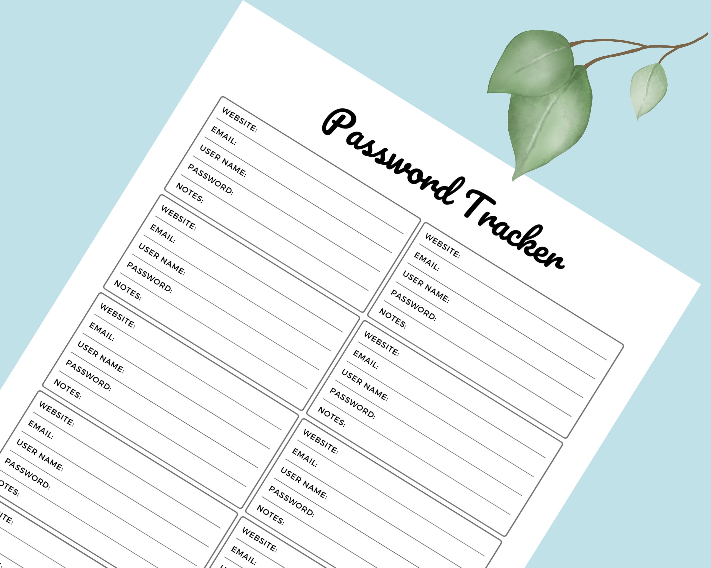 Password Tracker Printable Password Organizer PDF Password Planner ...
