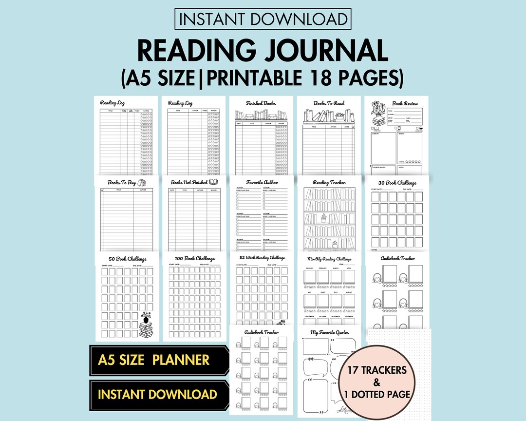 Reading Planner Bundle Printable Book Tracker Bundle PDF, Reading ...