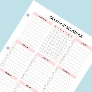 Cleaning Schedule Printable Weekly Cleaning Chart PDF, House Cleaning Zone Cleaning Planner ...