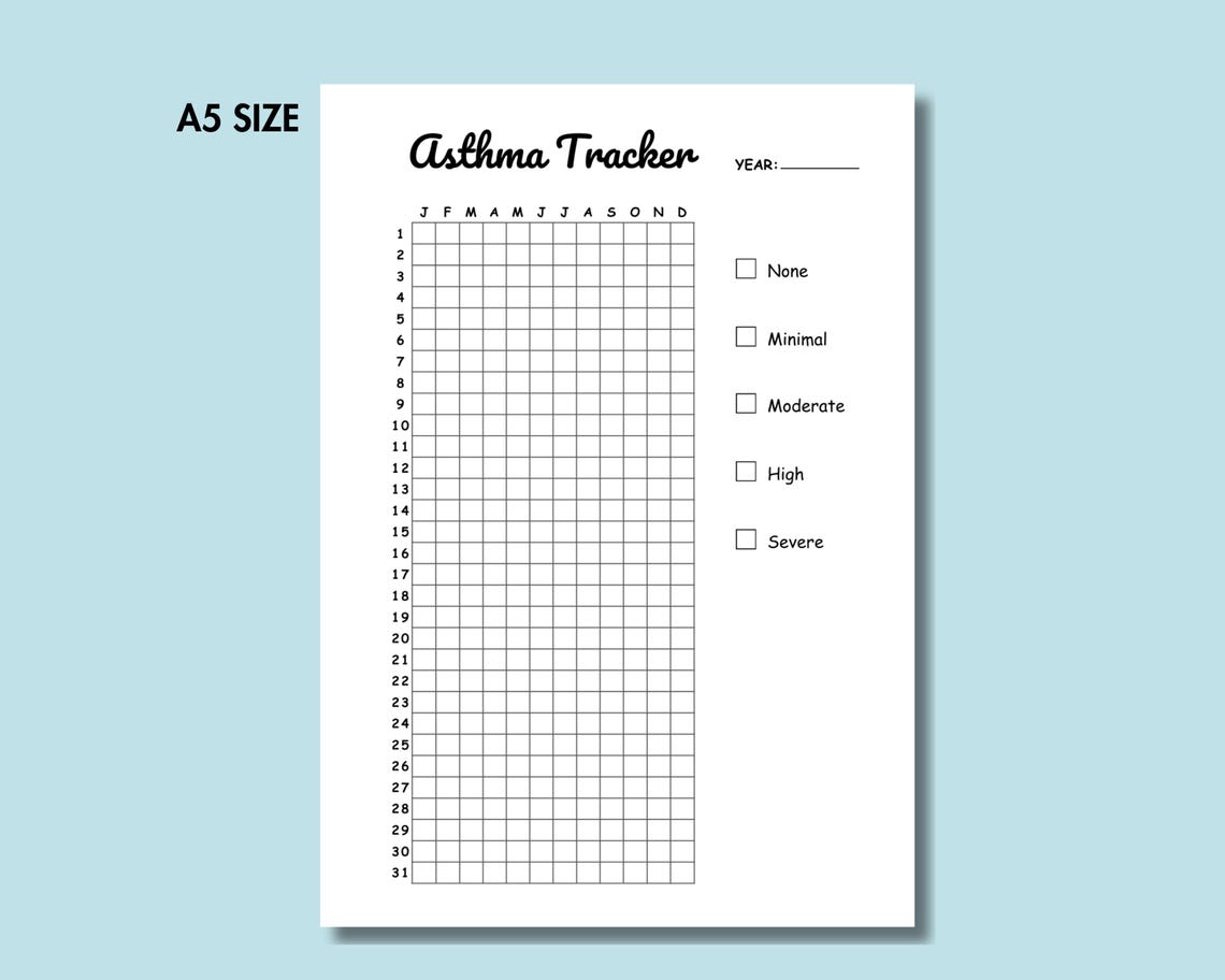 Asthma Tracker Printable Monthly Asthma Log & Inhaler Tracker ...