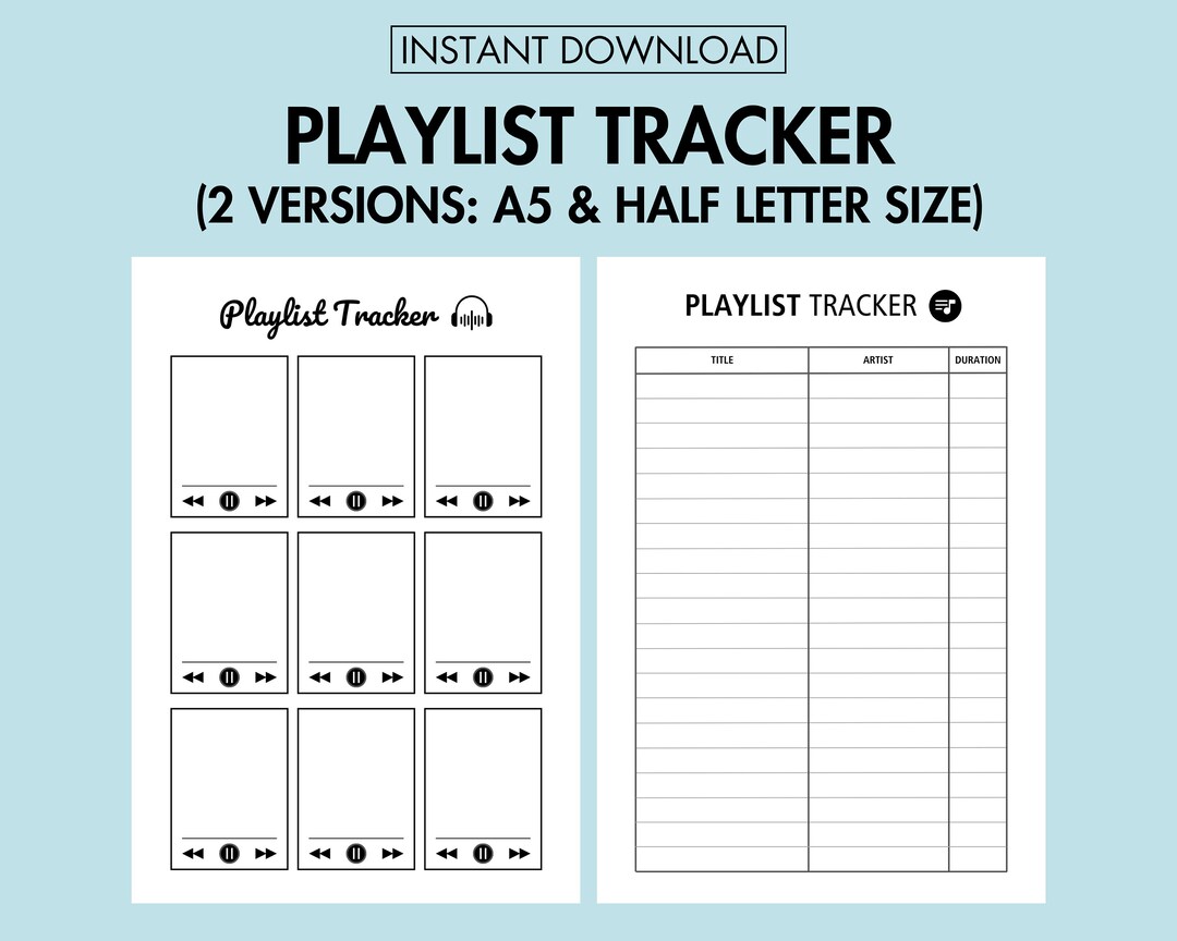 Music Playlist Tracker Printable Playlist Listening Log and Tracker ...