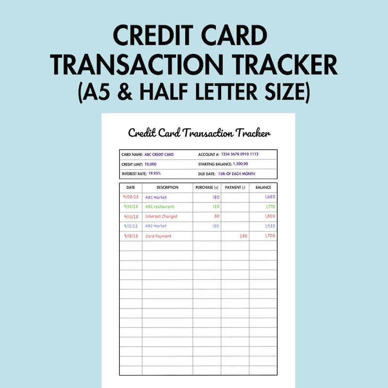 A5 Inserts Credit Cards - Etsy