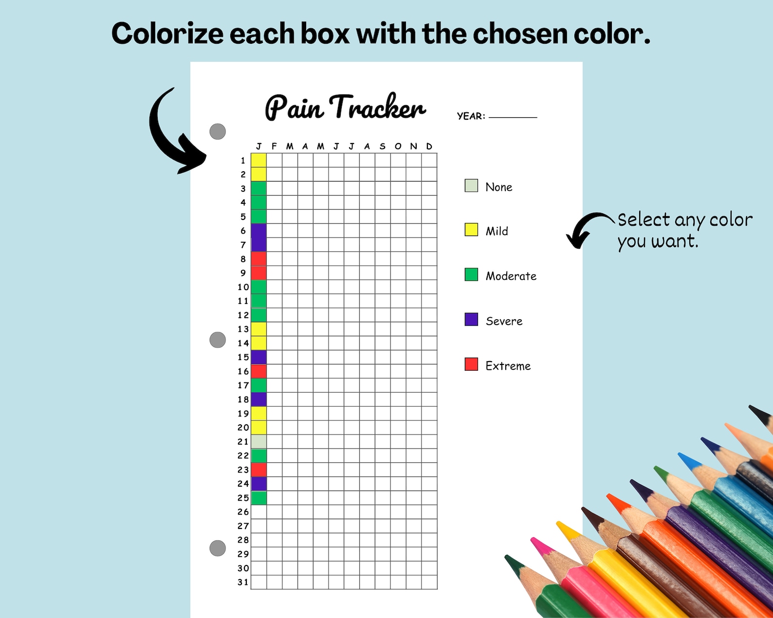 Pain Tracker Printable Daily Pain Log Pain Monitoring PDF Symptom ...