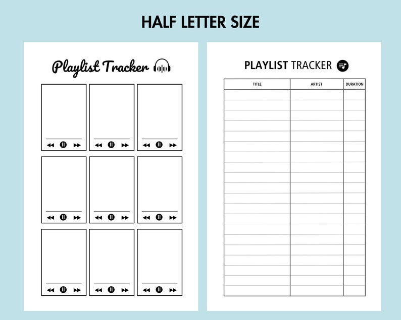 Music Playlist Tracker Printable Playlist Listening Log and Tracker ...