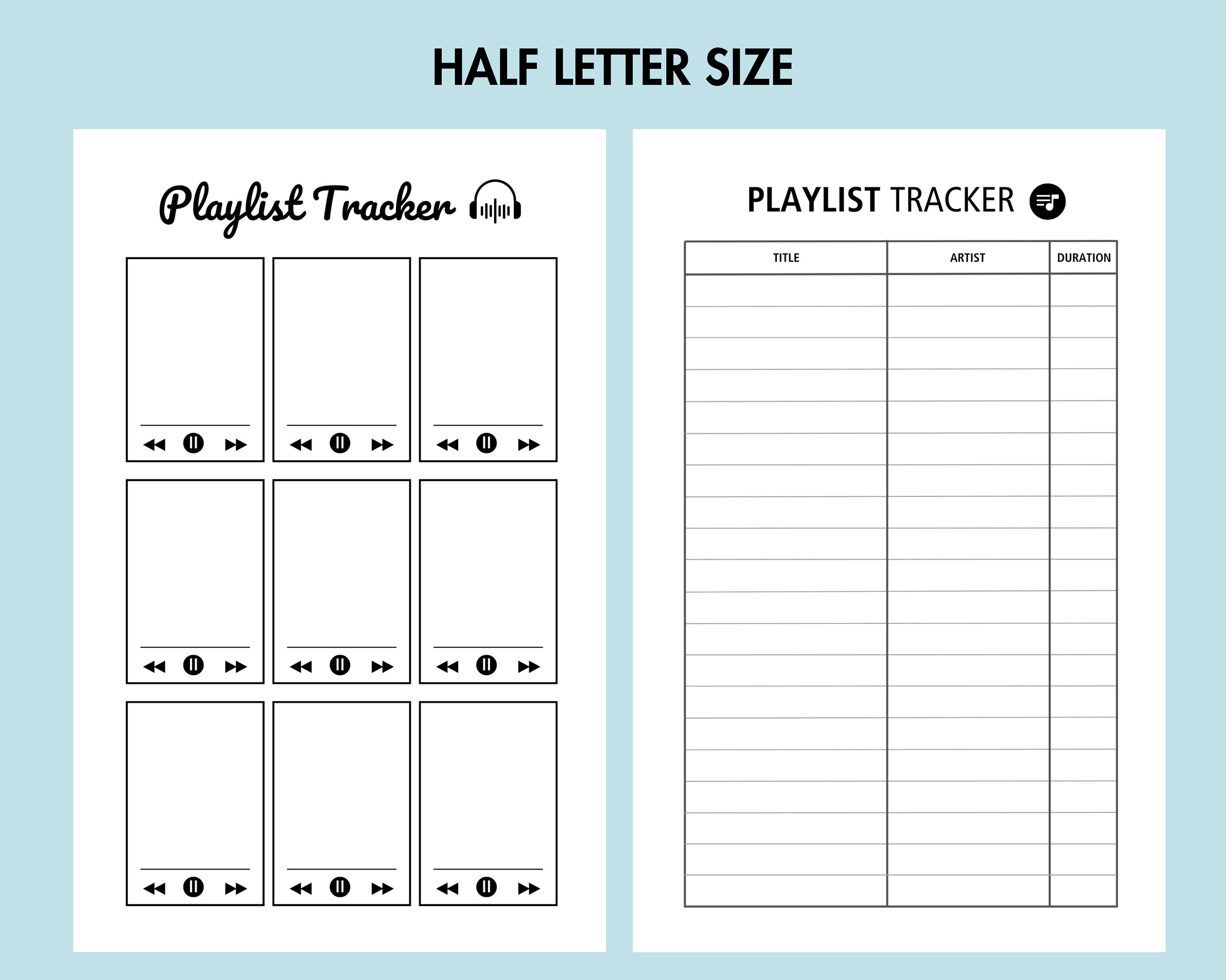 Music Playlist Tracker Printable Playlist Listening Log and Tracker ...