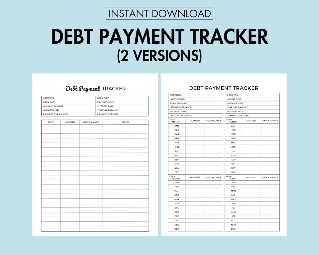 Debt Payment Tracker Printable Debt Payoff Planner Finance Tracker PDF ...