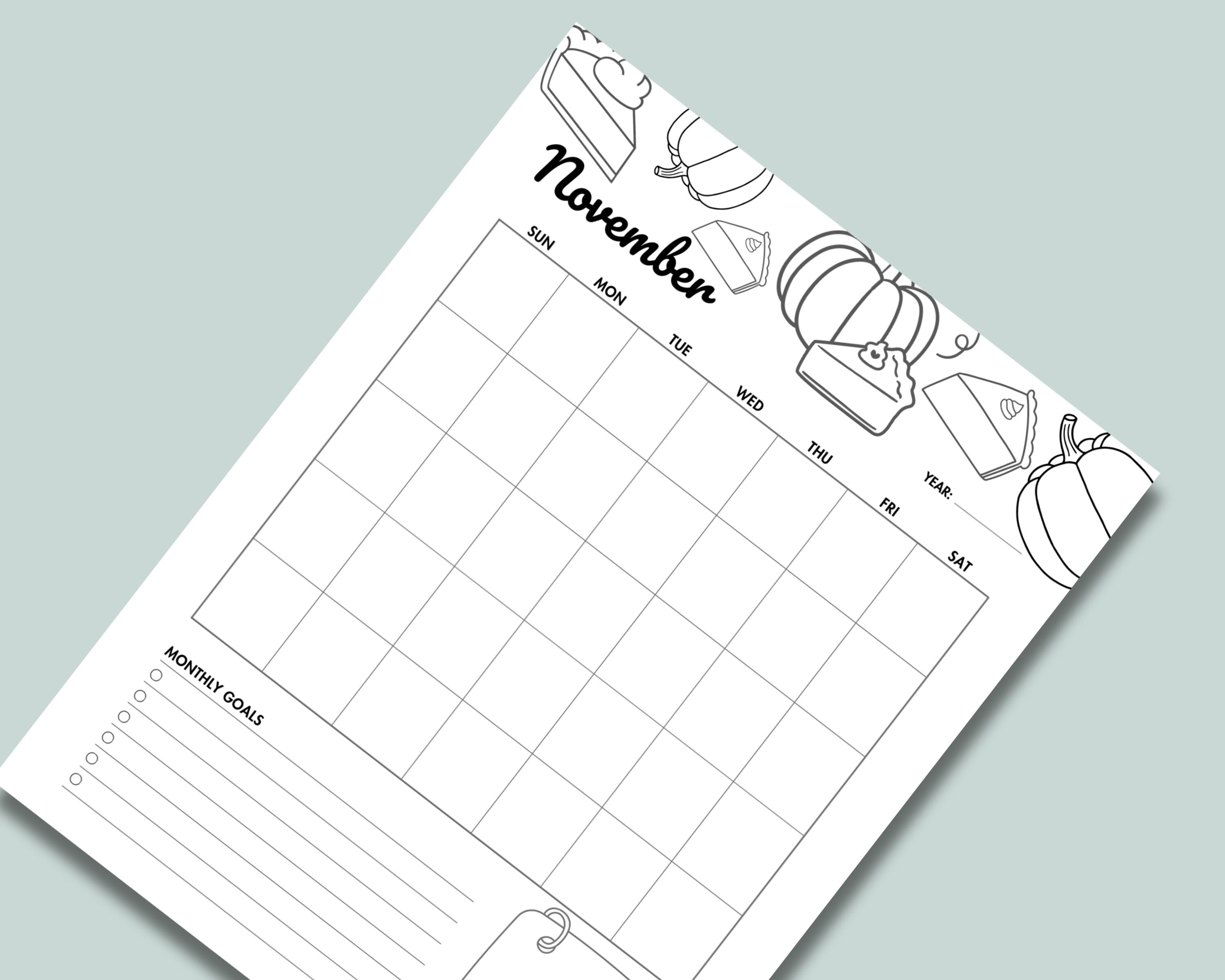 November Planner Title Page & November Monthly Planner Undated Set ...