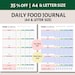 Daily Food Journal Printable and Fillable Calorie Tracker, Daily Food ...