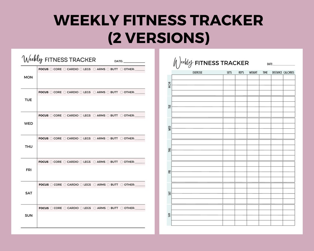 Weekly Fitness Tracker Printable Workout Checklist Health and - Etsy