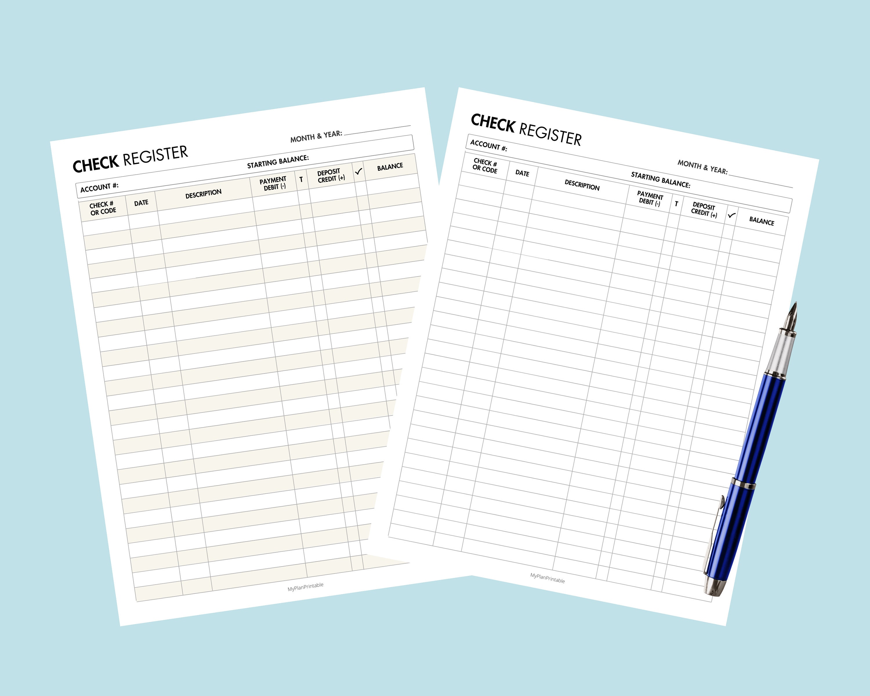Checkbook Register Printable Bank Account Tracker for Personal Finance ...