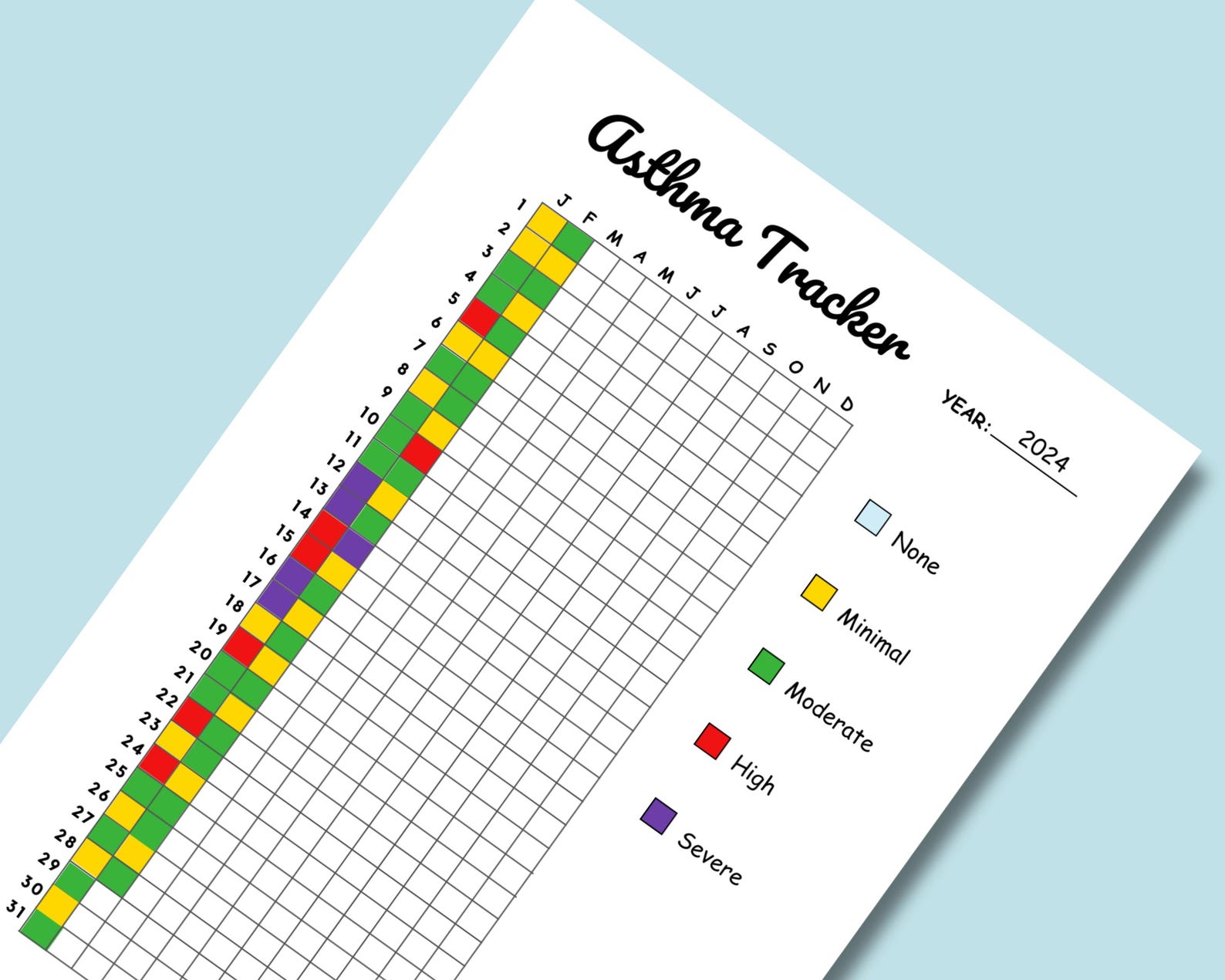 Asthma Tracker Printable Monthly Asthma Log & Inhaler Tracker ...