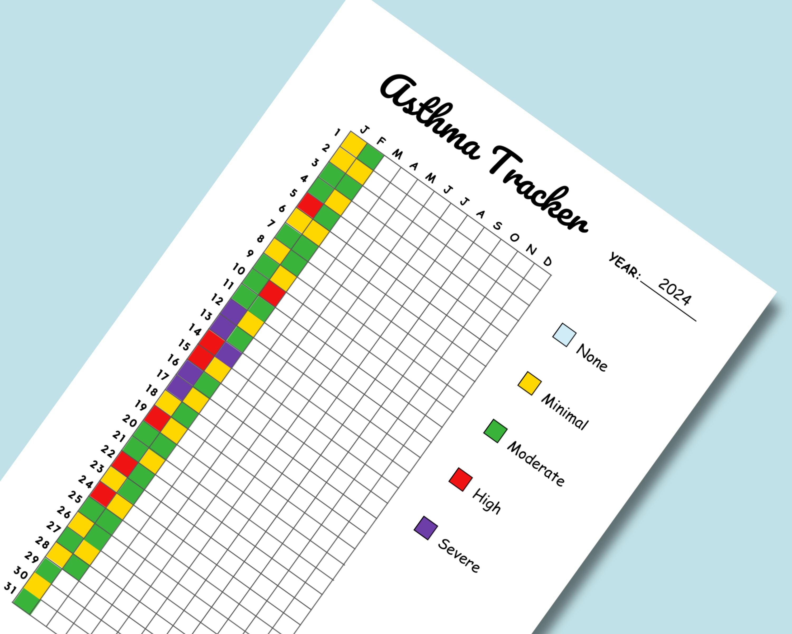 Asthma Tracker Printable Monthly Asthma Log & Inhaler Tracker ...
