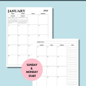 2025 Monthly Calendar Printable 2 Page Spread 2025 Monthly Planner With ...