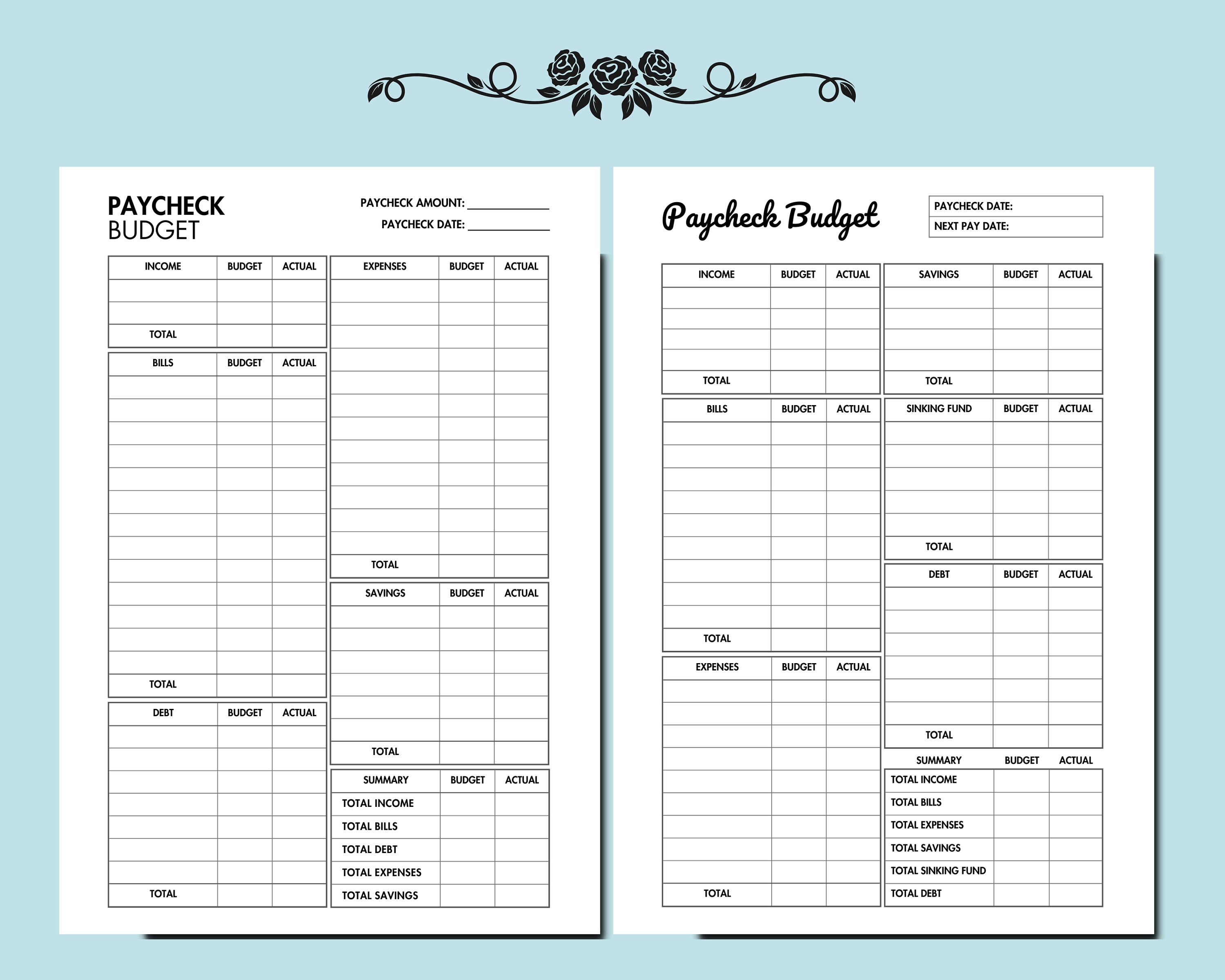 Paycheck Budget Planner Printable Budget by Paycheck PDF, Paycheck ...