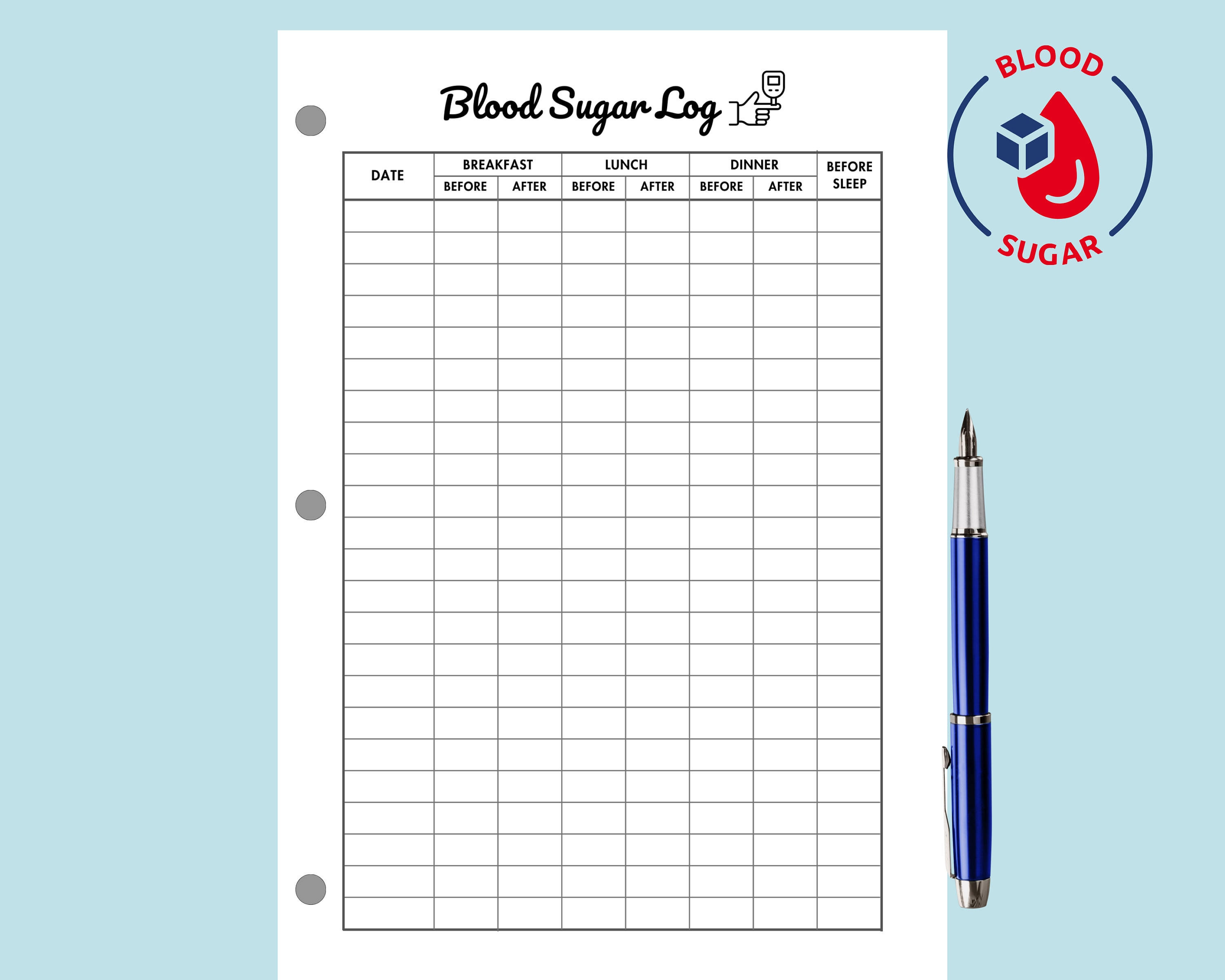 Blood Sugar Log Printable Diabetes Log Sheet PDF Daily Glucose Level ...