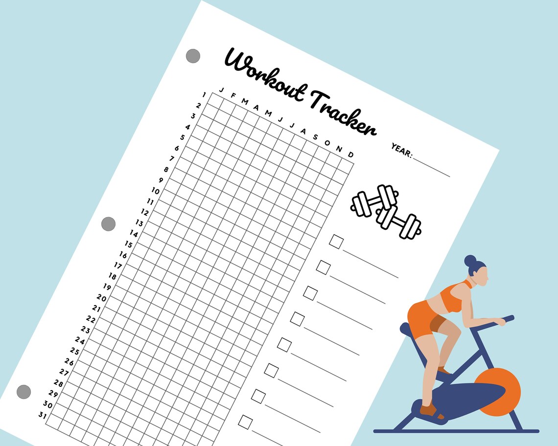 Workout Tracker Printable, Workout Log, Workout Journal, Wellness ...