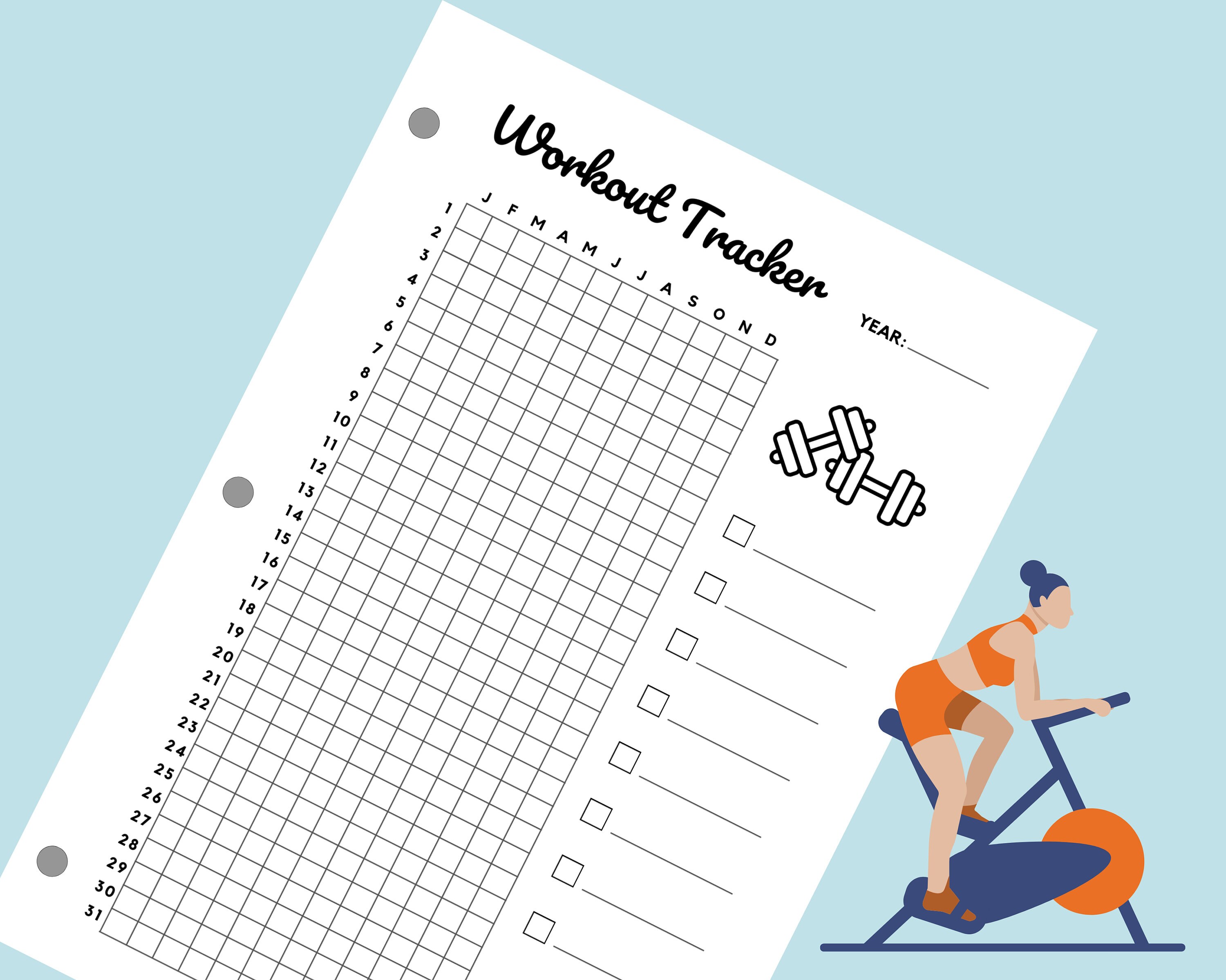 Workout Tracker Printable, Workout Log, Workout Journal, Wellness ...
