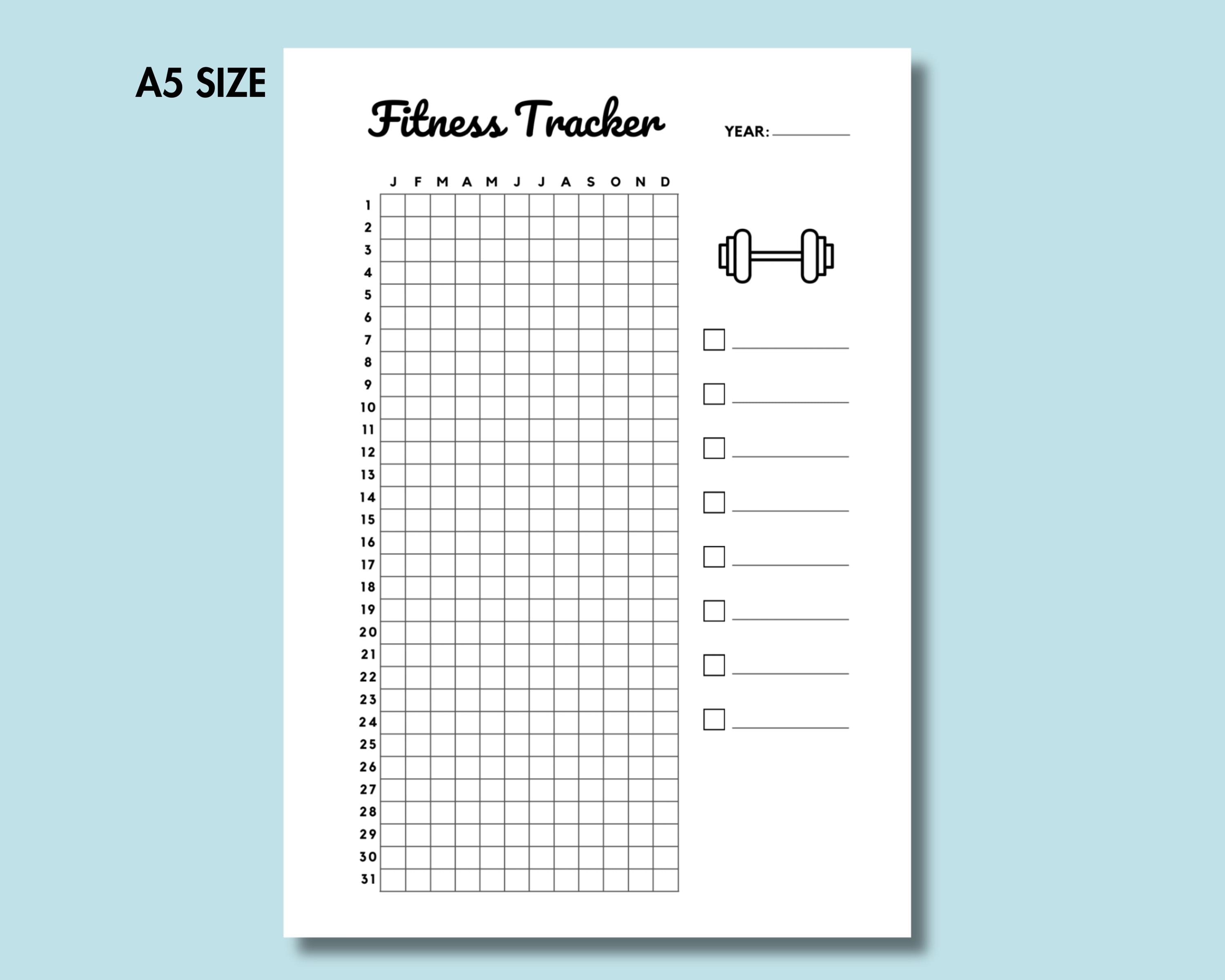 Fitness Tracker Printable Journal Page Fitness Log Exercise Tracker ...