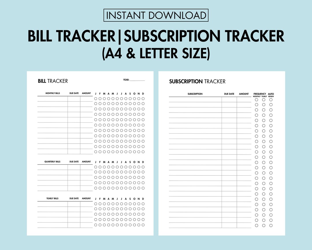 Subscription Tracker Printable Subscription Checklist PDF Monthly ...