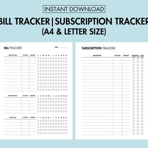 Subscription Tracker Printable Subscription Checklist PDF Monthly ...