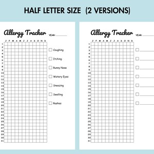 Allergy Tracker Printable Allergy Symptom Log PDF Symptom Tracker ...