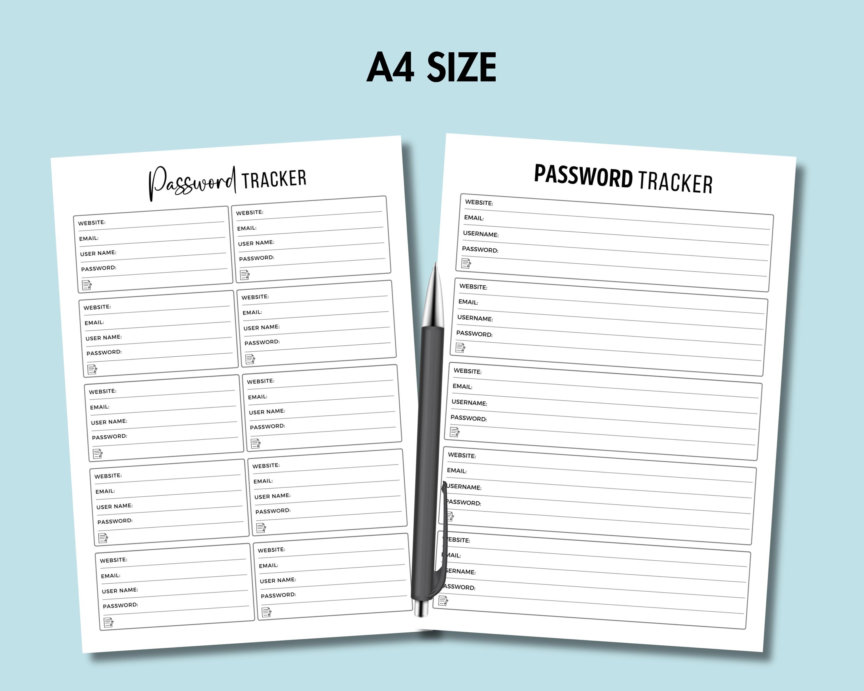 Password Tracker Printable Password Log Password Organizer Digital ...