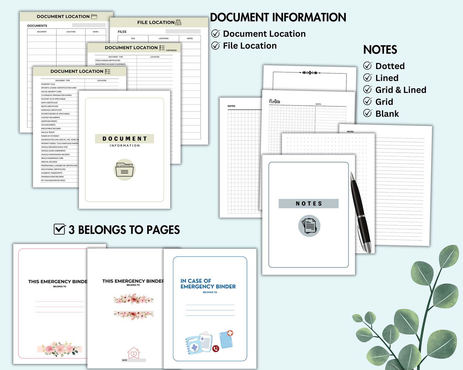 Emergency Binder Printable End of Life Planner What If Binder Household ...