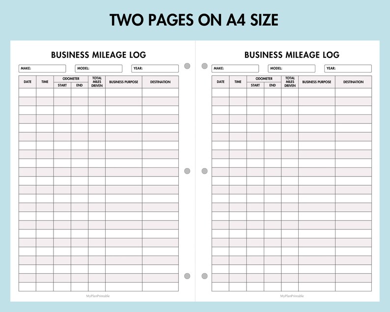 Business Mileage Tracker Log Printable Business Expense Tracker ...