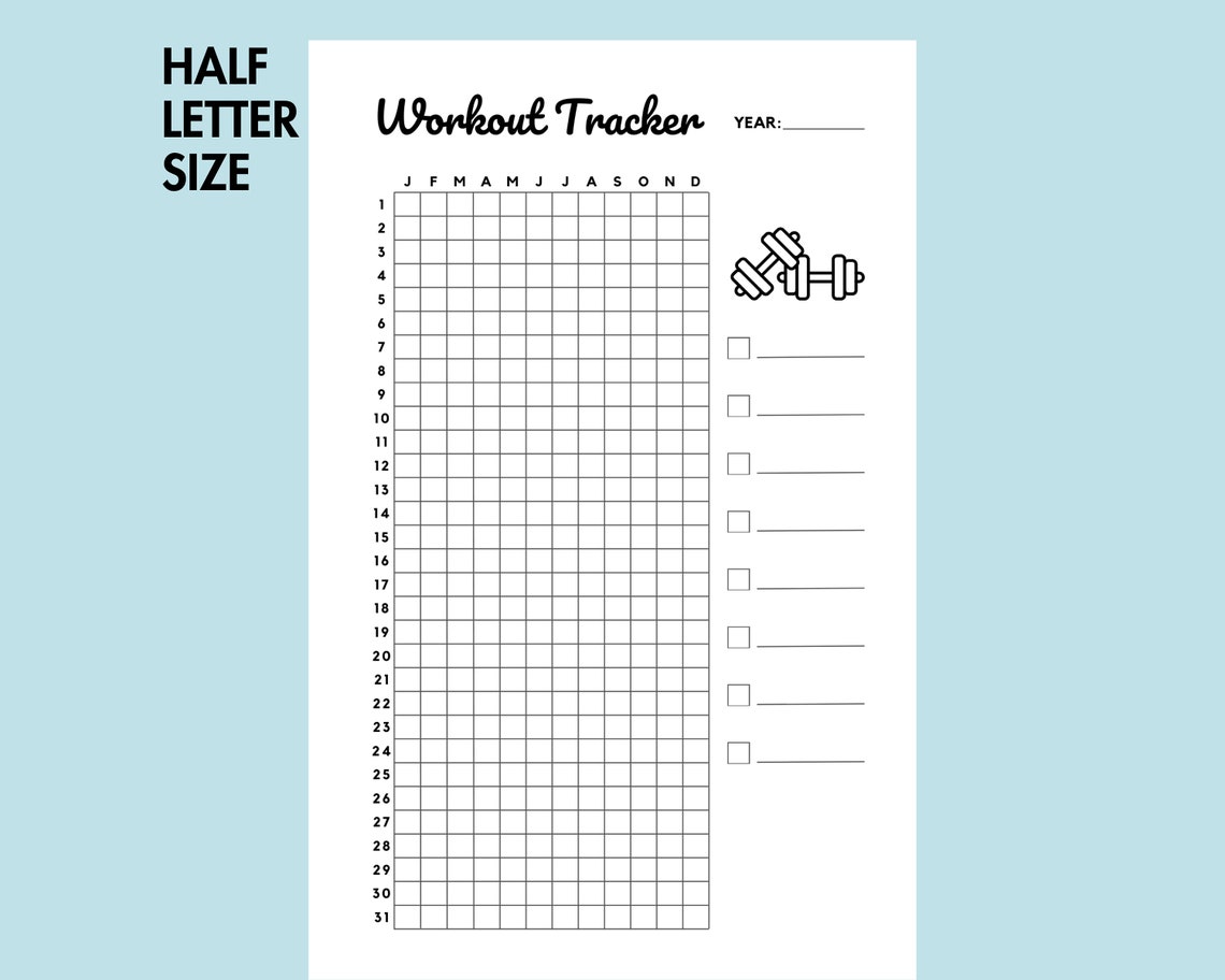 Workout Tracker Printable, Workout Log, Workout Journal, Wellness ...