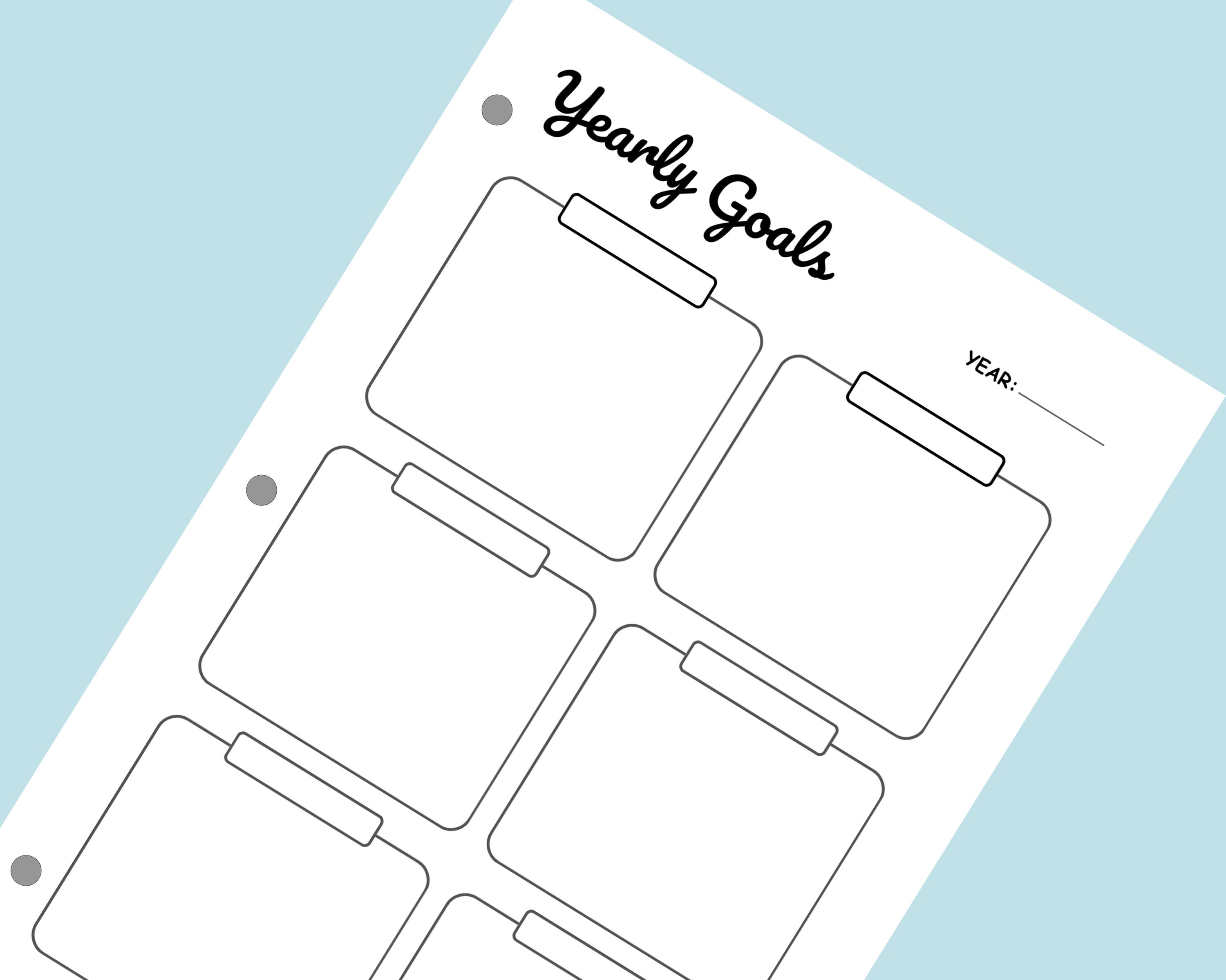 Yearly Goal Planner Printable Annual Overview PDF Year at a Glance ...
