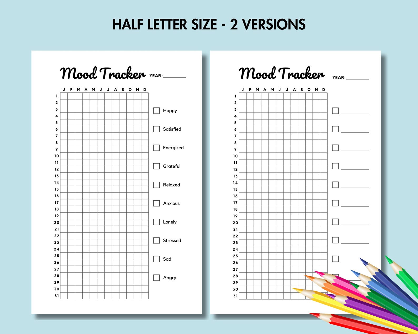 Daily Mood Tracker Printable Monthly Mood Planner Journal Page Daily ...