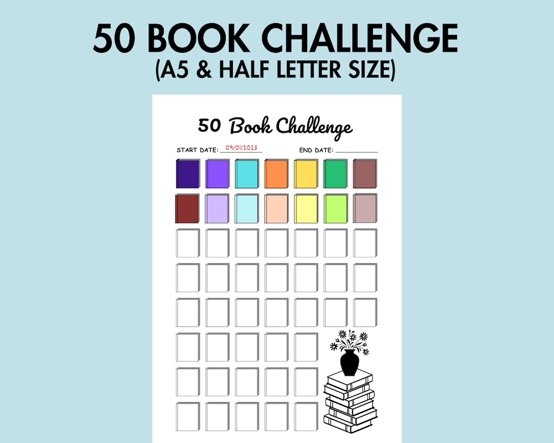 Book Reading Challenge Tracker Printable Reading Tracker PDF, 50 Book ...