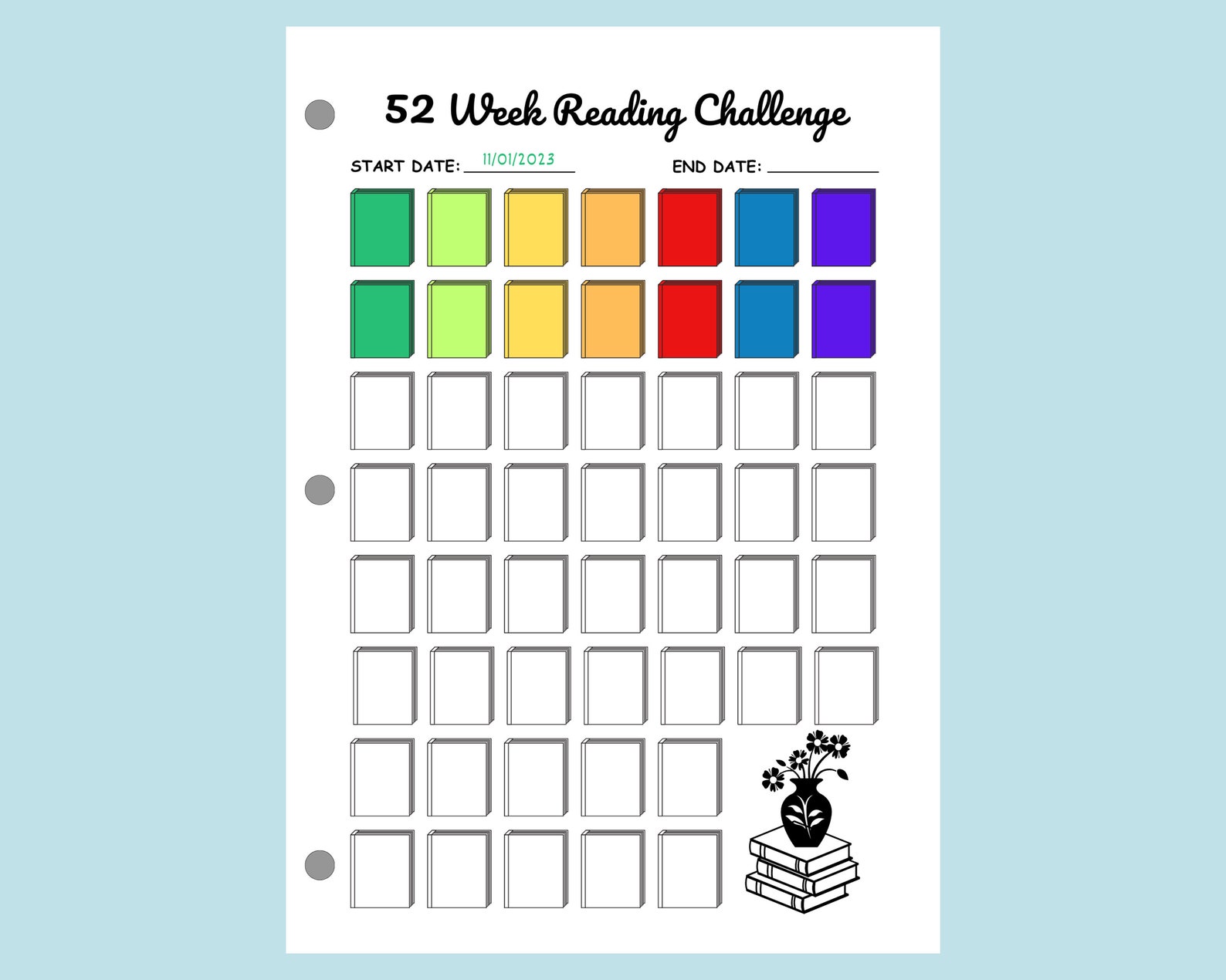 Reading Challenge Tracker Printable Yearly Reading Tracker PDF 52 Week ...