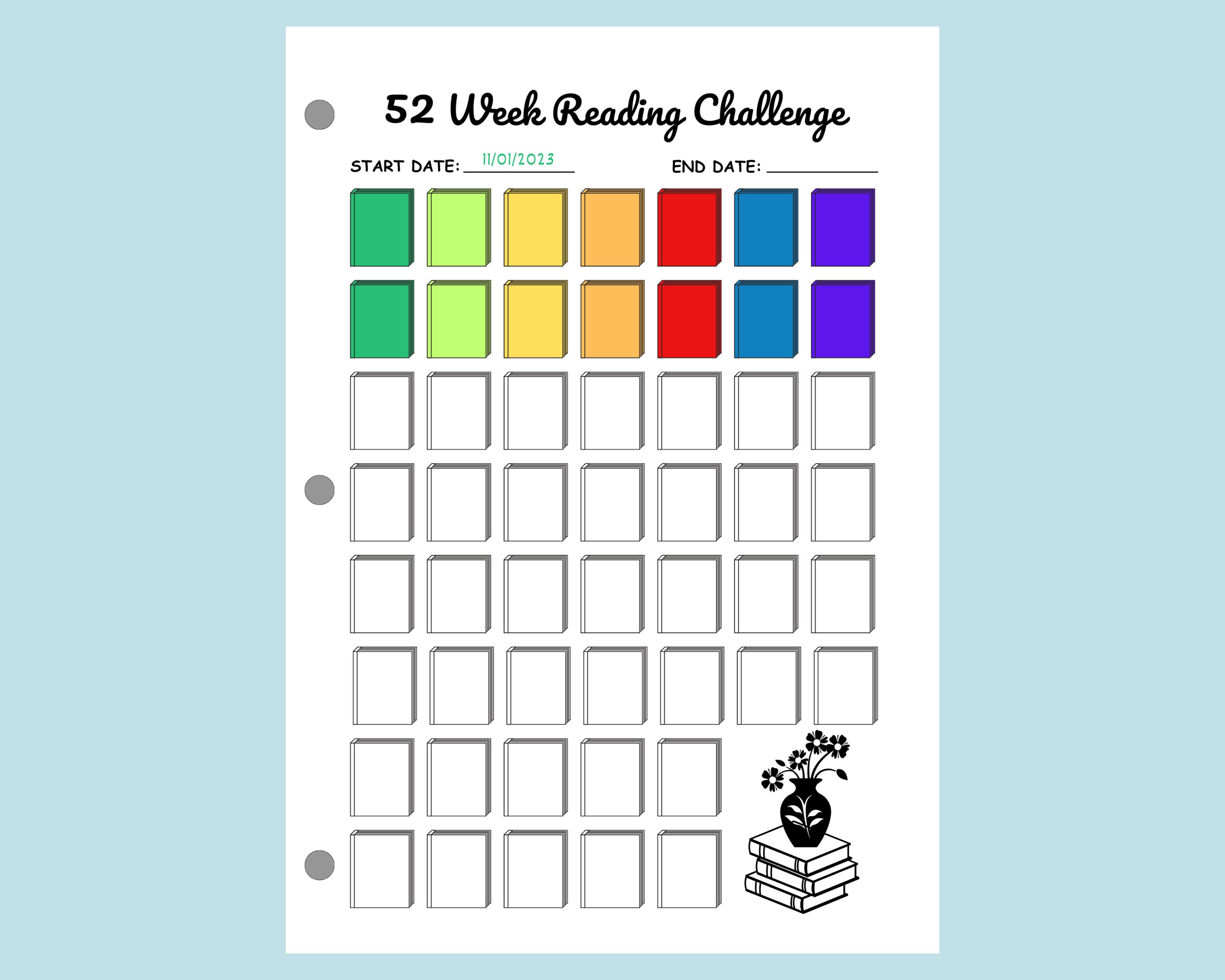 Reading Challenge Tracker Printable Yearly Reading Tracker PDF 52 Week ...