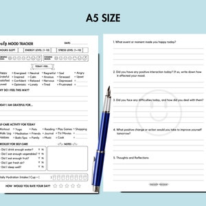 Daily Mood Tracker Printable Mood Journal, Self Care Checklist, Daily ...