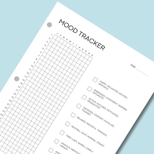Mood Tracker Printable Daily Yearly Mood Journal, Mental Health ...