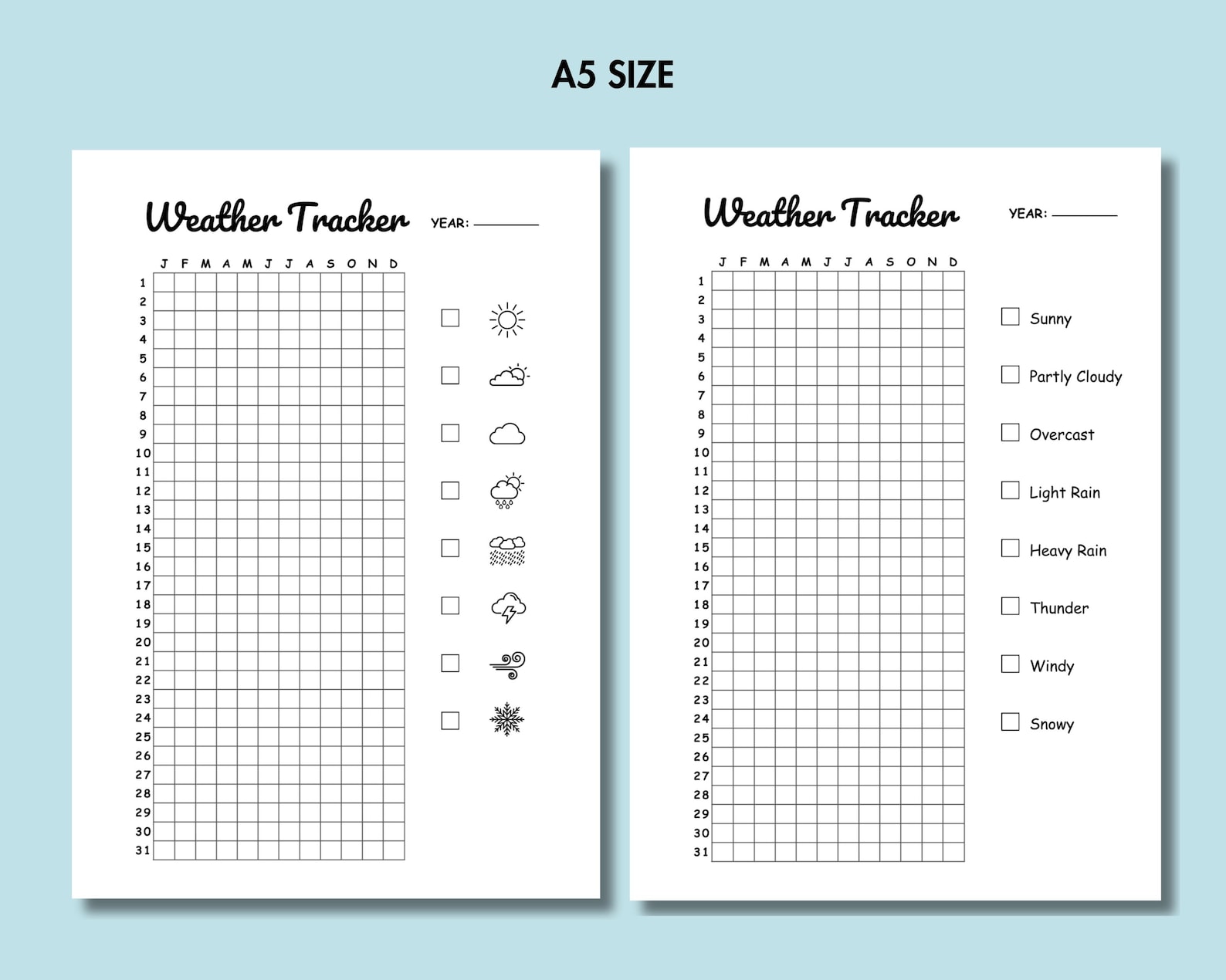 Weather Tracker Printable Journal Page Weather Printable Weather ...