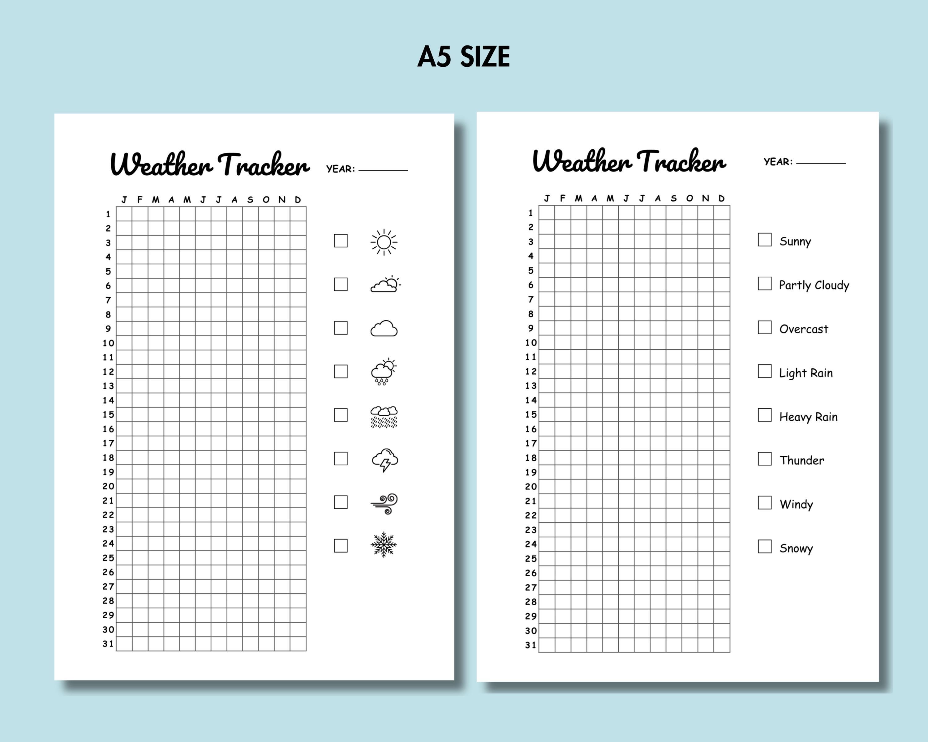 Weather Tracker Printable Journal Page Weather Printable Weather ...