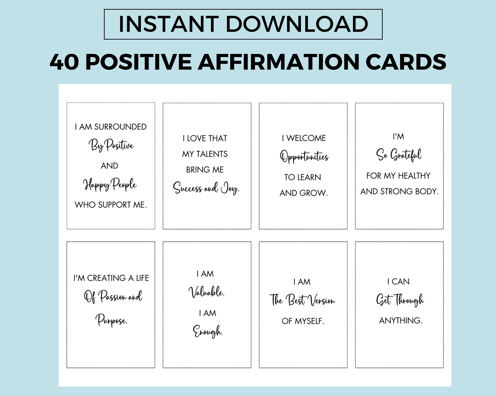 40 Positive Affirmation Cards Printable Manifestation Card PDF, Daily ...