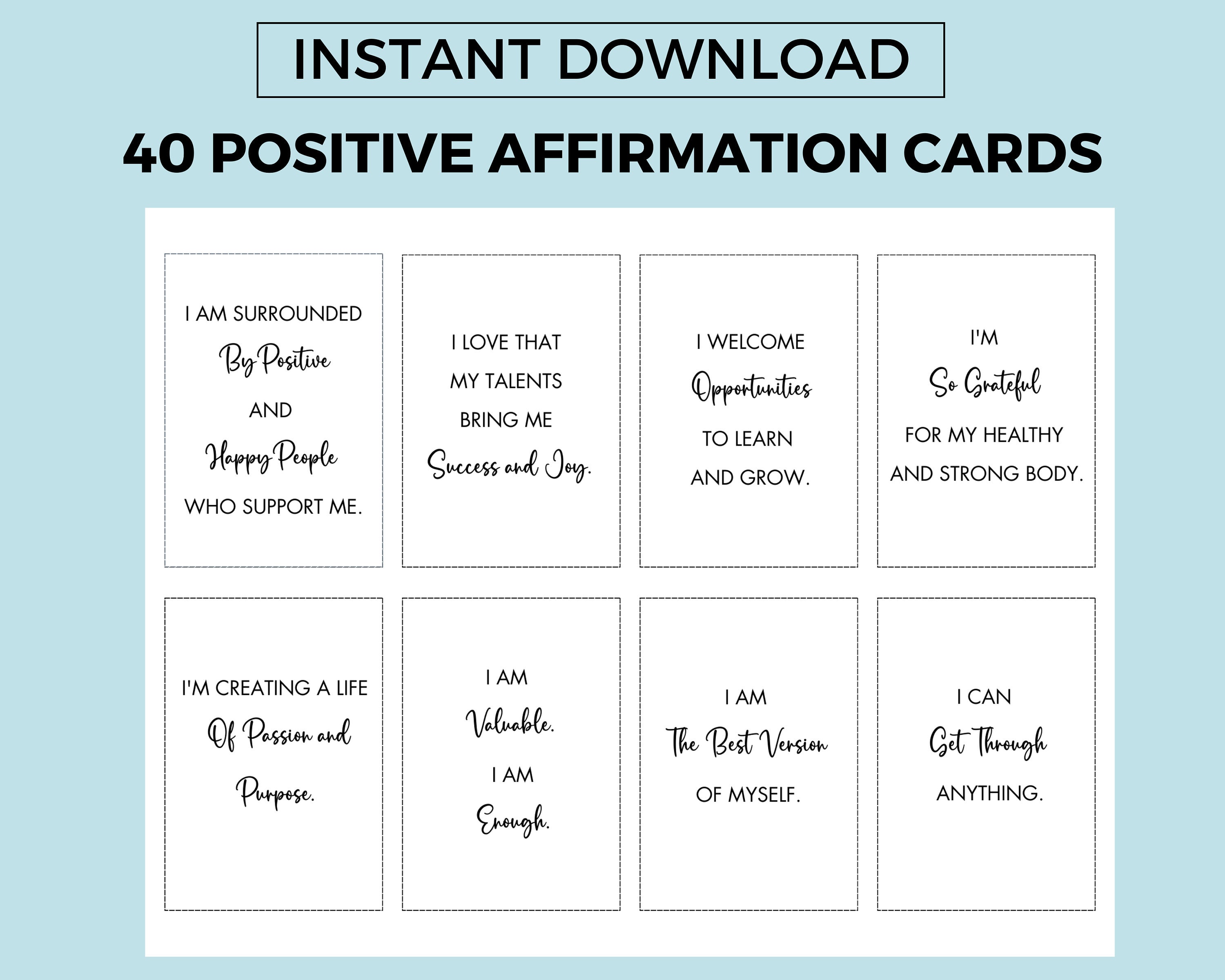 40 Positive Affirmation Cards Printable Manifestation Card PDF, Daily ...